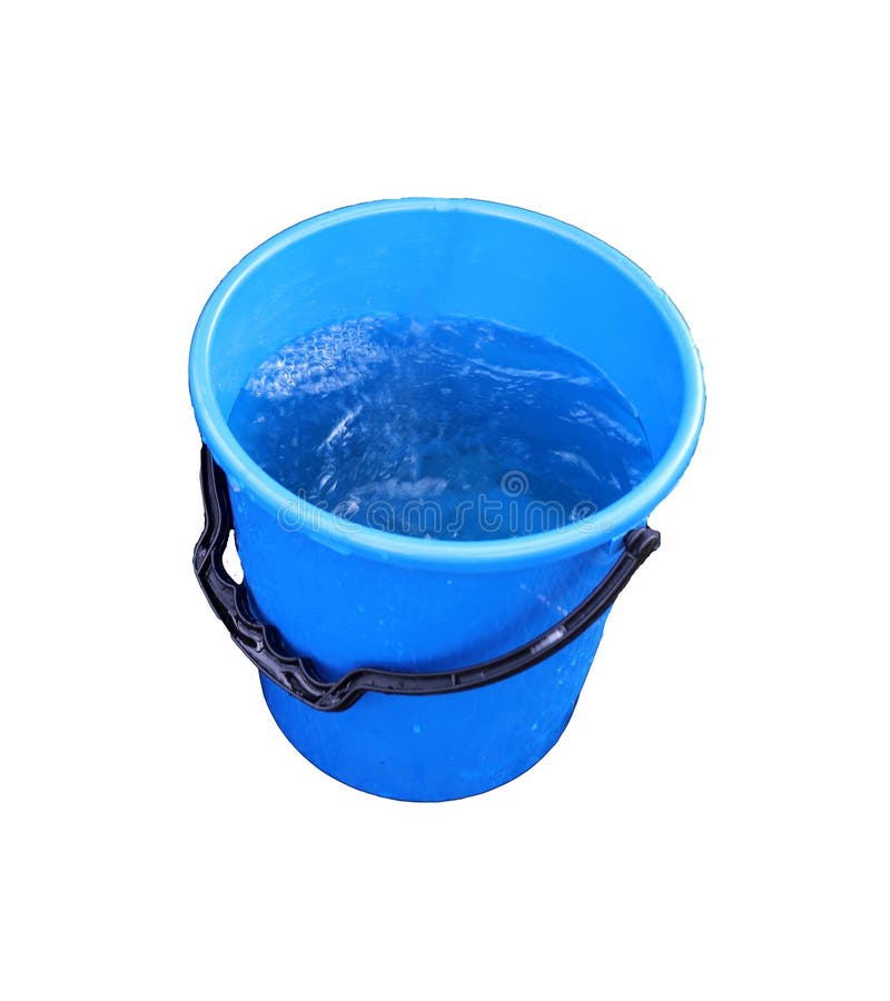 Blue Plastic Bucket with Clean Water - Isolated for Design Stock Photo ...