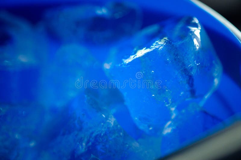 Blue Plastic Bucket with Ice Cubes Stock Image - Image of abstract ...