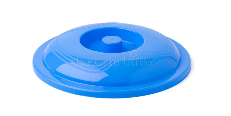 Blue Plastic Bucket Lid Isolated on White Stock Image - Image of circle ...