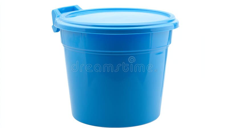 Blue Plastic Bucket with Lid on White Background Stock Image - Image of ...