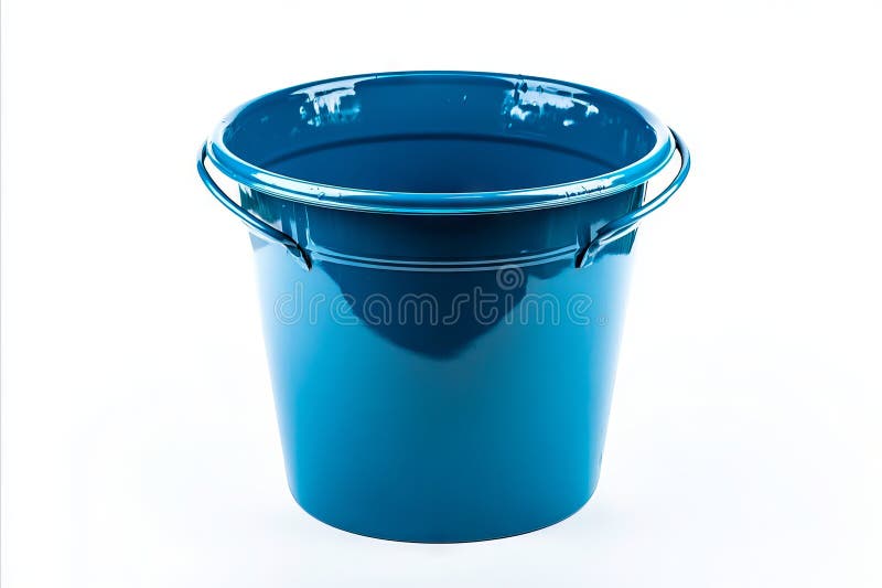 A Blue Plastic Bucket on a White Background Stock Image - Image of side ...