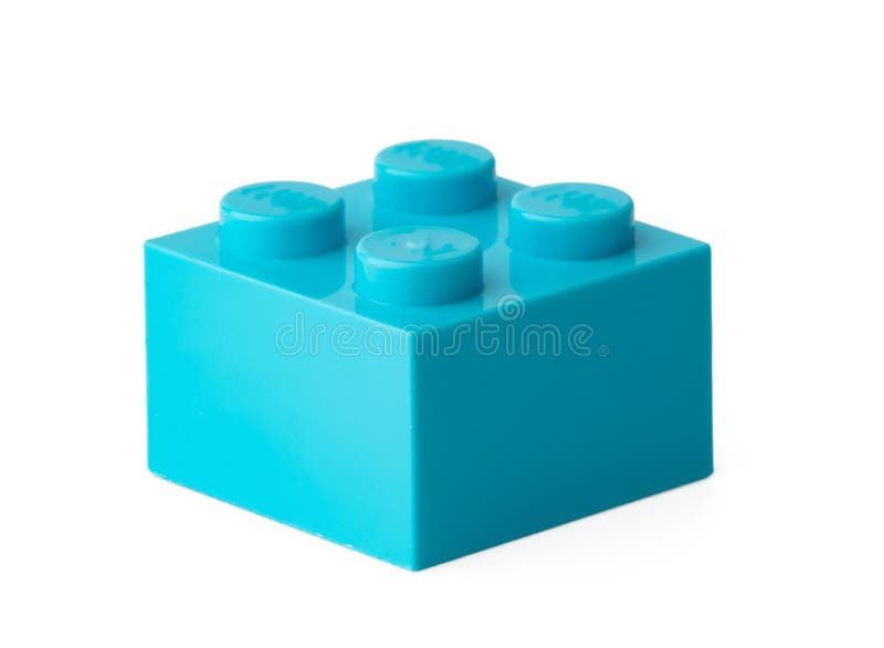 Blue Plastic Building Block Isolated on White Stock Image - Image of ...