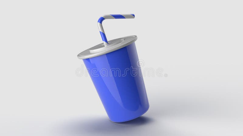 Blue Plastic Cartoon Cup on White Backdrop Stock Illustration ...