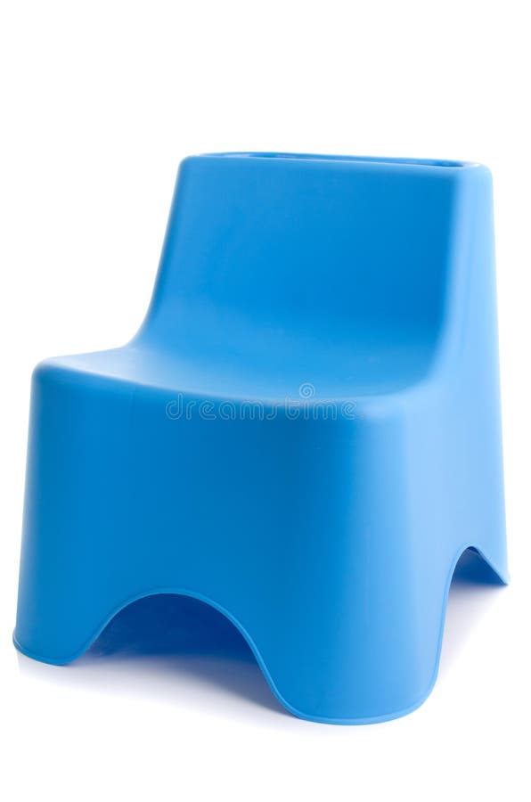 Blue Plastic Chair Isolated on White Stock Image - Image of object ...