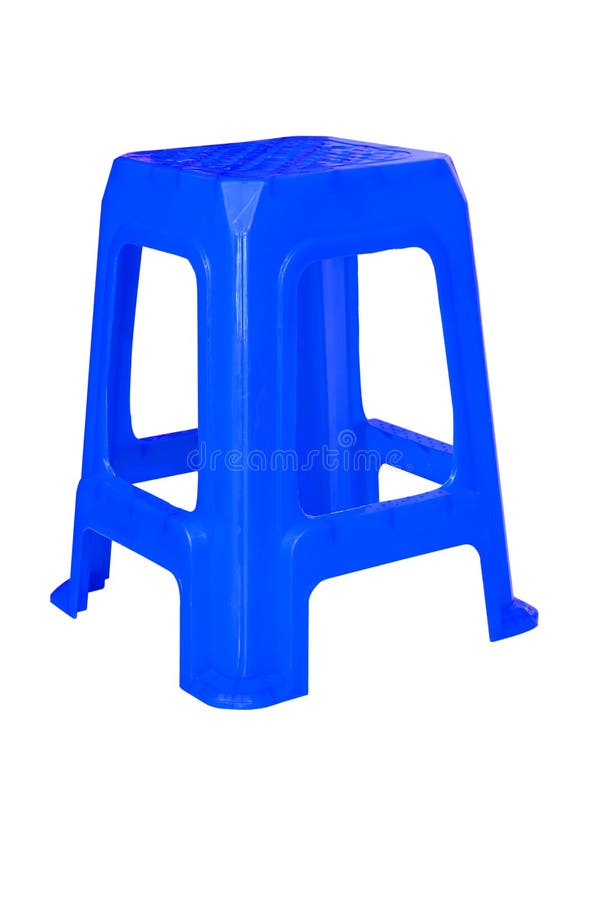 Blue Plastic Chair Isolated on White Background Stock Photo - Image of ...