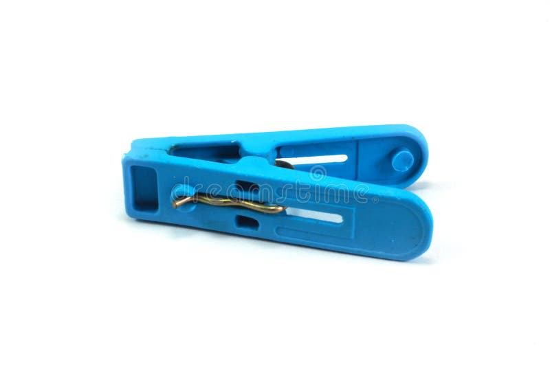 Blue plastic cloth clamp. stock image. Image of abstract - 90223047