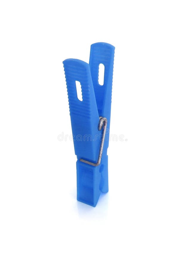 Blue Plastic Clothespin Isolated on White Background. Stock Image ...