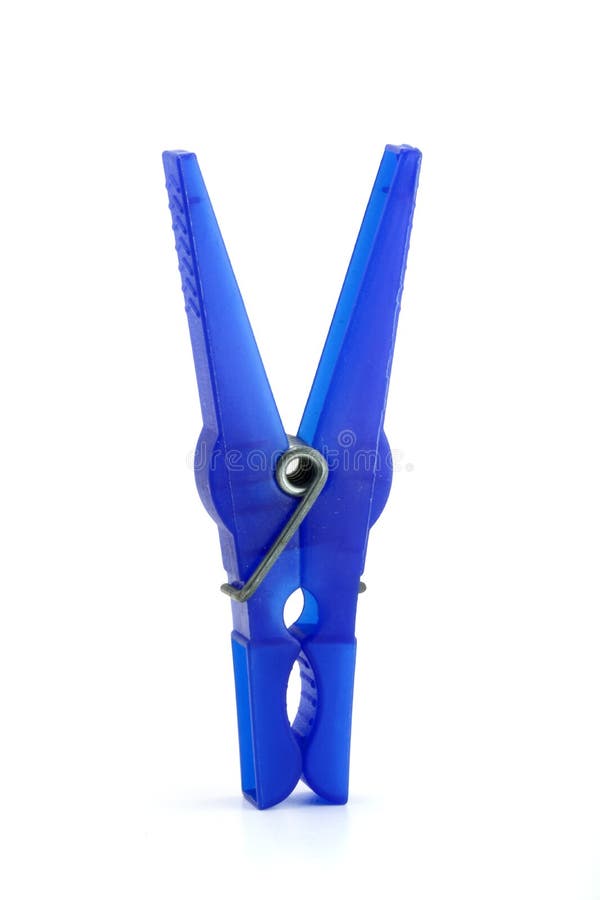 Blue Plastic Clothespin on a White Background Stock Photo - Image of ...