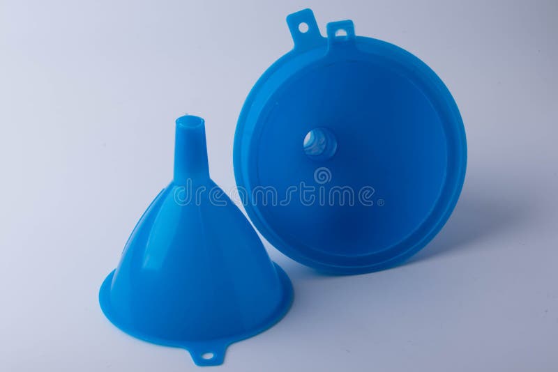 Blue Plastic Cone on White Background Stock Photo - Image of fuel, body ...