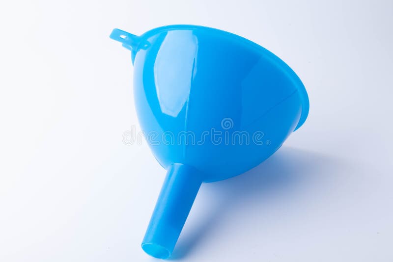 Blue Plastic Cone on White Background Stock Photo - Image of fuel, body ...