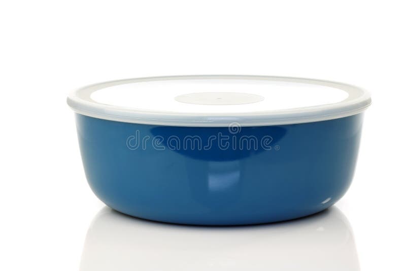 Blue Plastic Container for Food Storage Stock Image - Image of cover ...