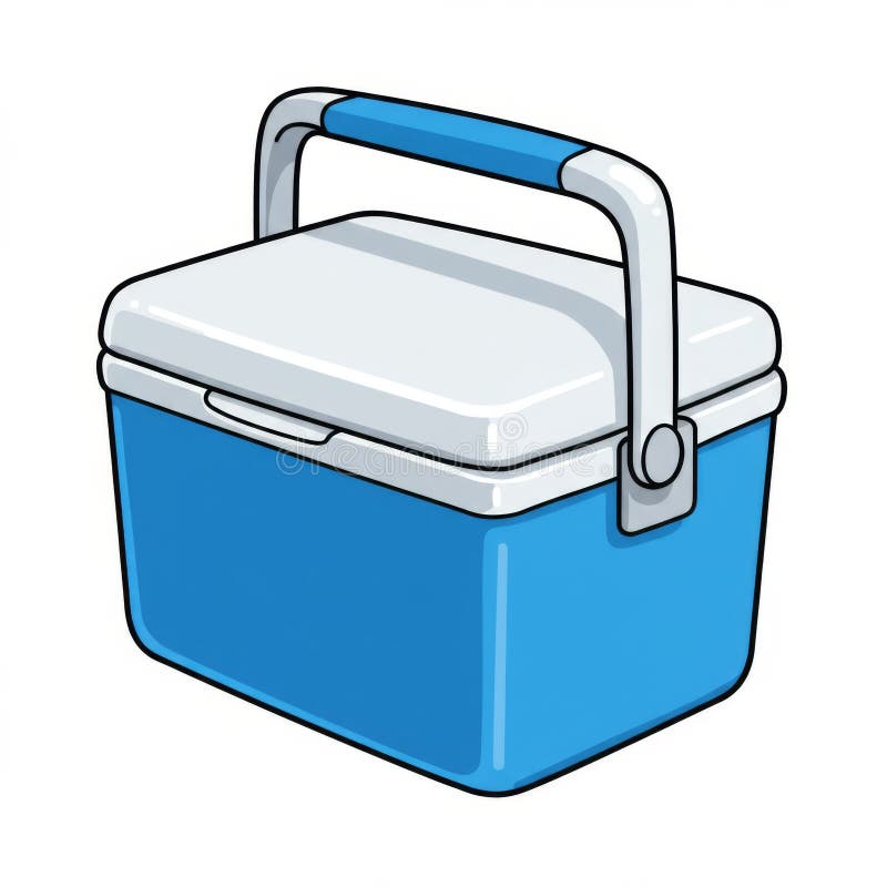 Blue Plastic Cooler with White Lid and Handle Stock Illustration ...