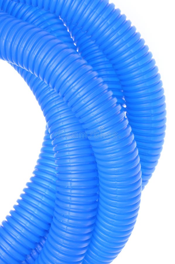 Blue Plastic Corrugated Pipe Stock Photo - Image of installation ...