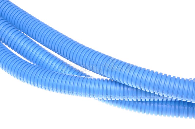 Blue Plastic Corrugated Pipe Stock Photo - Image of industry, material ...
