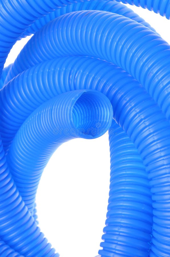 Blue Plastic Corrugated Pipes Stock Image - Image of electrical, hose ...