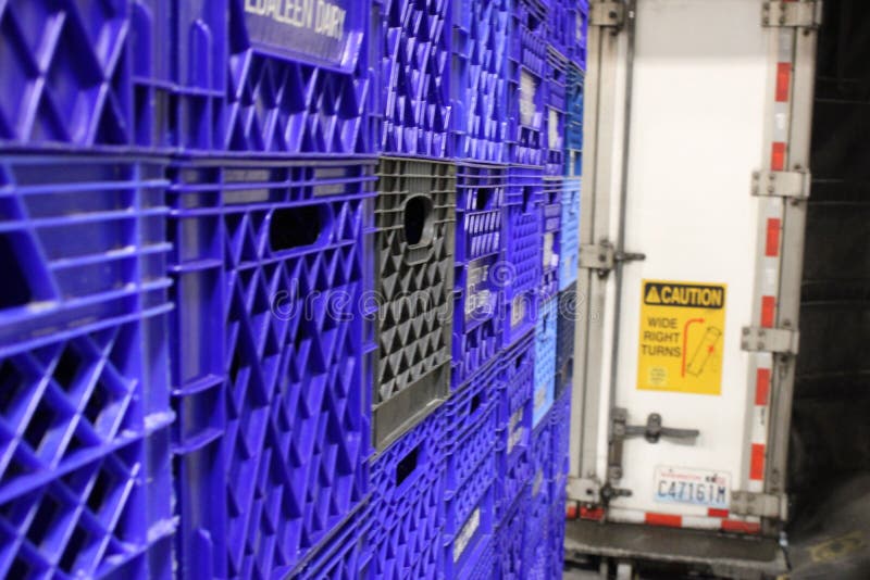 Blue Plastic Crate Inside the Factory Stock Photo - Image of industry ...
