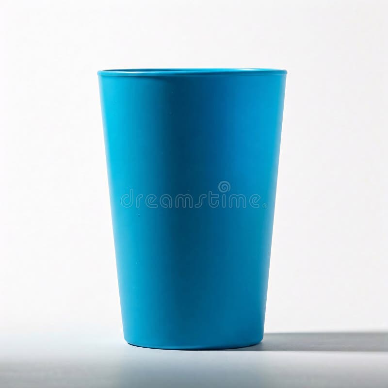 Blue Plastic Cup Isolated on a White Background Front View Stock ...