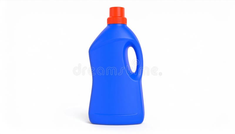 Blue Plastic Detergent Bottle with Red Cap on White Background Stock ...