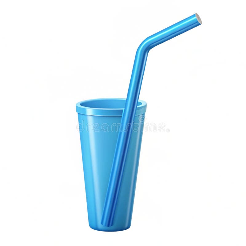 Blue Plastic Drinking Straw Icon Isolated on White Background Stock ...