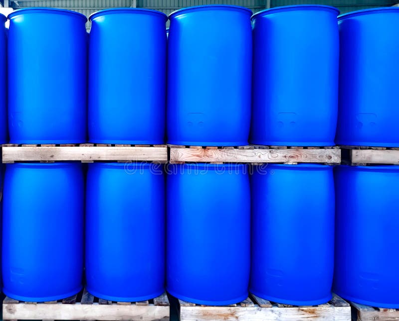 Blue Plastic Drums stock image. Image of aqua, plastic - 227095373