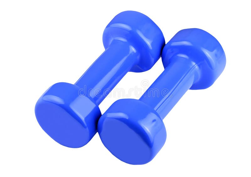 Blue plastic dumbbell stock photo. Image of strength - 310049788