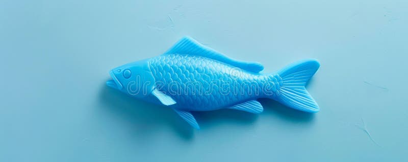 Blue Plastic Fish on Light Blue Background, Minimalistic Style ...