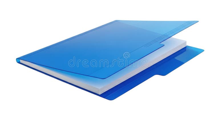 Blue Plastic Folder with White Paper Inside and Dividers Stock ...