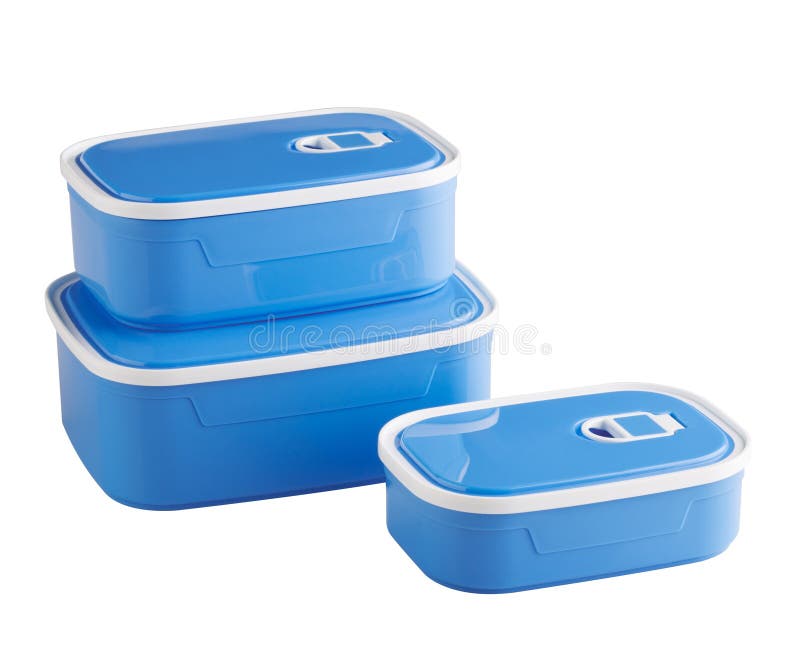 Blue plastic food boxes stock image. Image of closeup - 69405925
