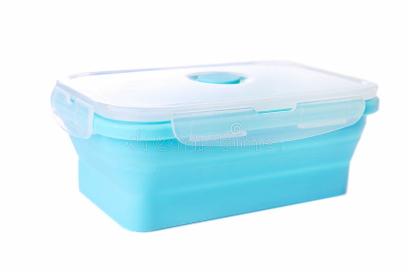 Blue Plastic Food Container Stock Image - Image of snack, blue: 318613815