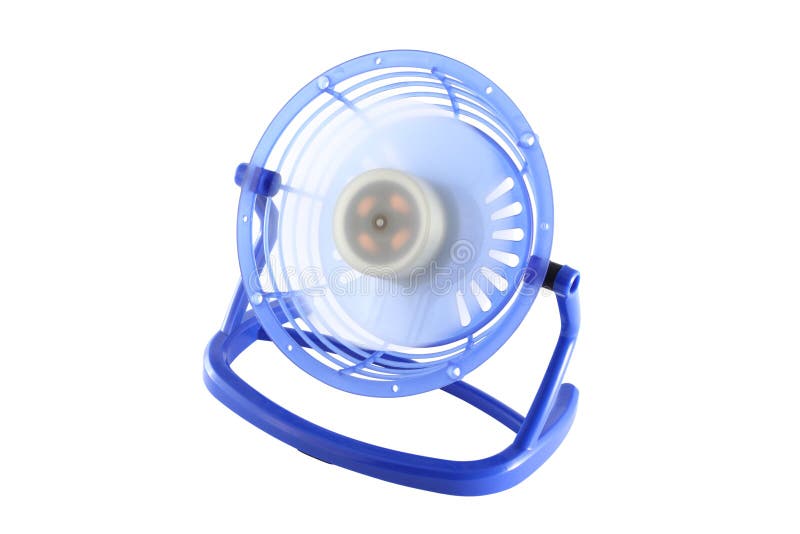 Blue Plastic Frame Electric Fan Spinning Stock Image - Image of ...