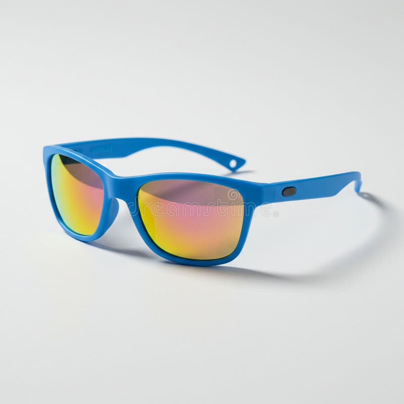 Blue Plastic-framed Sunglasses with Rectangular Lenses Featuring a ...