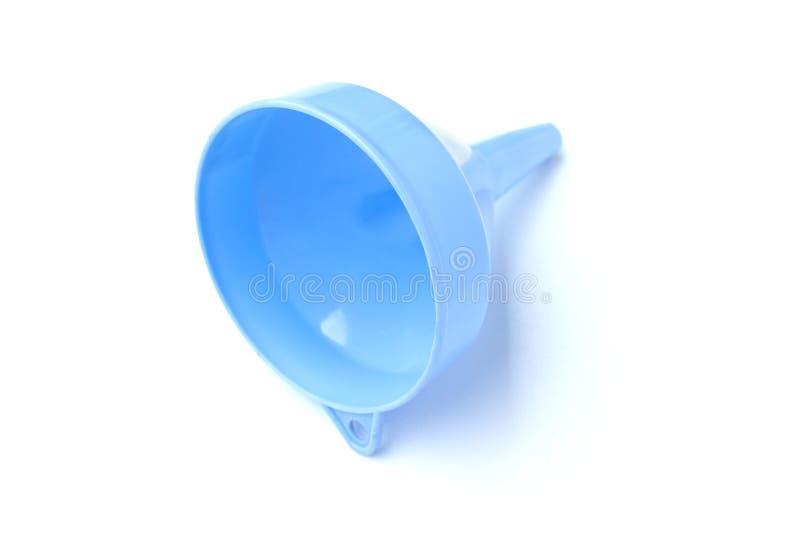 Blue Plastic Funnel Isolated on White Background Stock Photo - Image of ...