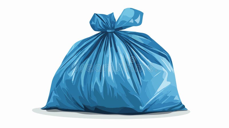 Blue Plastic Garbage Bag Isolated on White Background Stock Vector ...