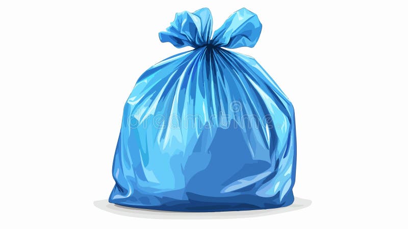 Blue Plastic Garbage Bag Isolated on White Background Stock Vector ...