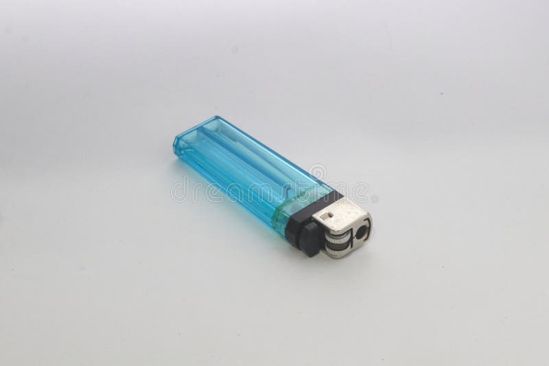 Blue Plastic Gas Lighter on White Background Stock Photo - Image of ...