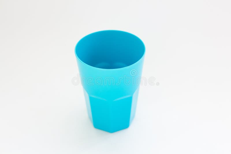 Blue Plastic Glass on White Background Stock Image - Image of party ...