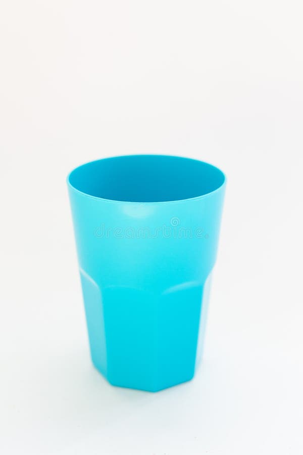 Blue Plastic Glass on White Background Stock Image - Image of kitchen ...