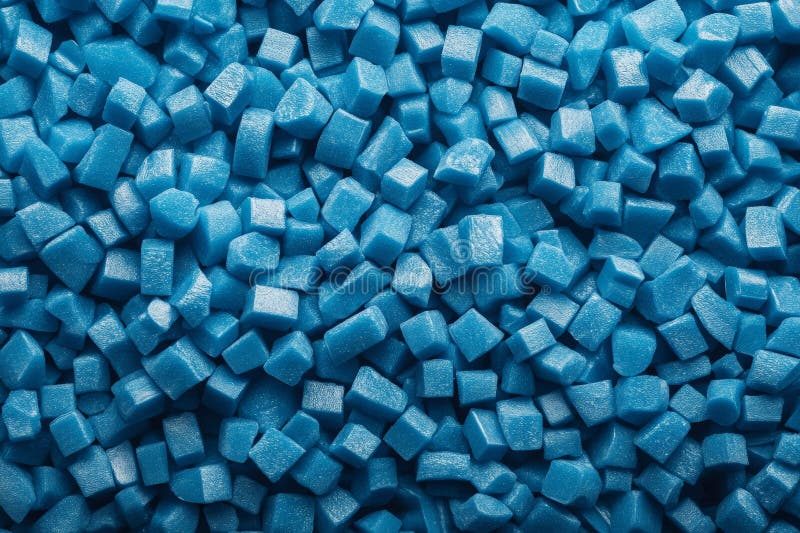 A Blue Plastic Grain, a Blue Plastic Polymer Granule, a Blue Plastic ...
