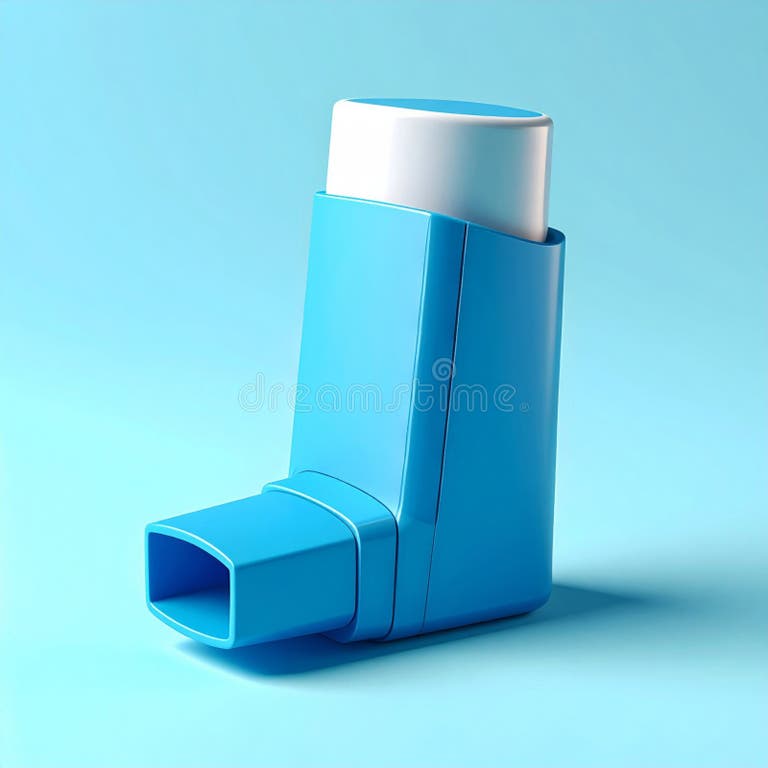 Blue Plastic Inhaler on Light Blue Background Stock Illustration ...