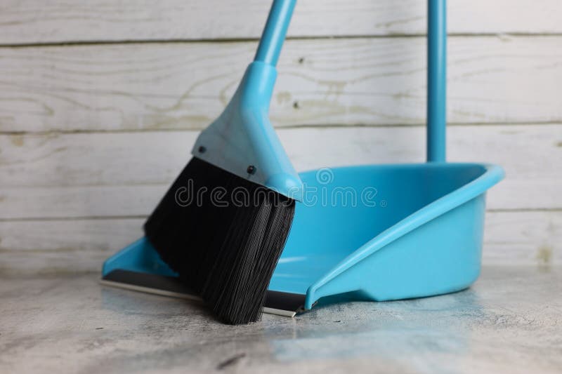 Blue Plastic Kit for Cleaning Trash and Waste. House Cleaning Stock ...