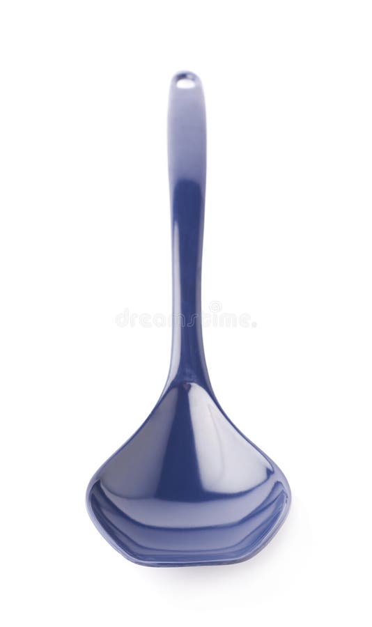 Blue Plastic Kitchen Ladle Spoon Isolated Stock Photo - Image of ...