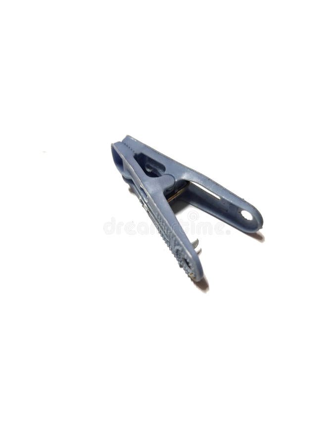 Blue Plastic Laundry Clothes Peg Clips Clothespins Isolated on White ...