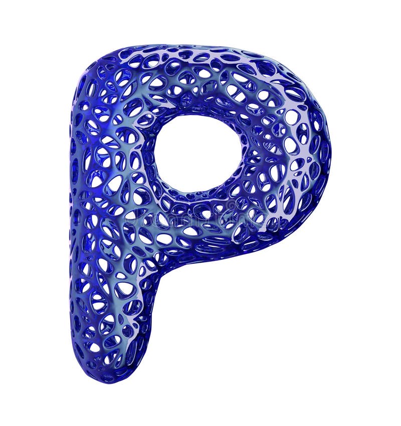 Blue Plastic Letter P with Abstract Holes. 3d Stock Illustration ...