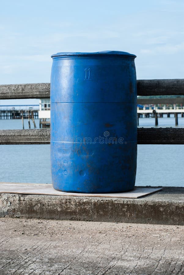 Blue plastic 200 litre stock photo. Image of environmental - 33219074