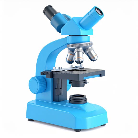 Blue Plastic Microscope on White Background Stock Illustration ...