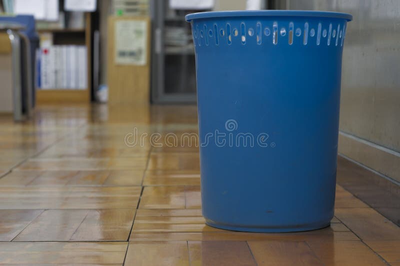 A Blue Plastic Office Waste Paper Basket Stock Photo - Image of blue ...