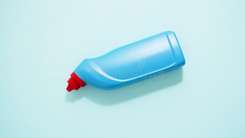 Blue Plastic Packaging Bottle on a Light Blue Pastel Background ...