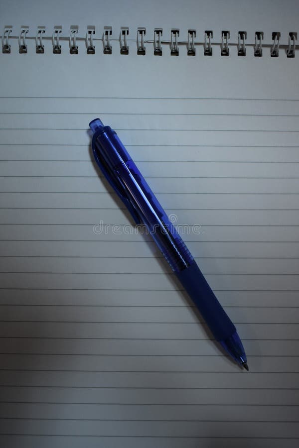 Blue Pen on an Empty Notebook Stock Image - Image of meeting, closeup ...