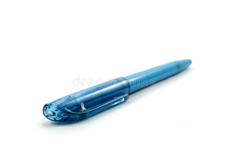 Blue Plastic Pen Isolated on White Background Stock Image - Image of ...