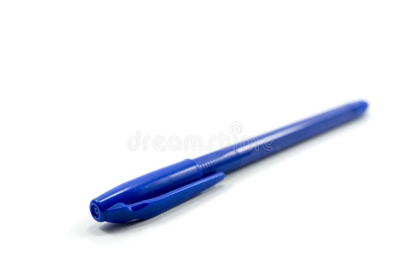 Blue Plastic Pen Isolated on White Background Stock Photo - Image of ...